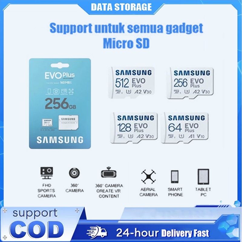 Jual Samsung 512GB 256GB 128GB A2 V30 Memory Card EVO Plus Micro SD Card 64GB A1 V10 High Speed ...