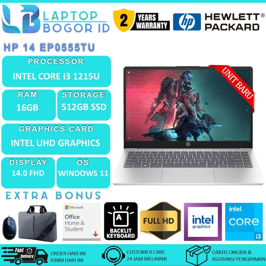 Jual Laptop HP 14 Intel Core i3 1215U 16GB 512GB SSD FHD Backlit ...
