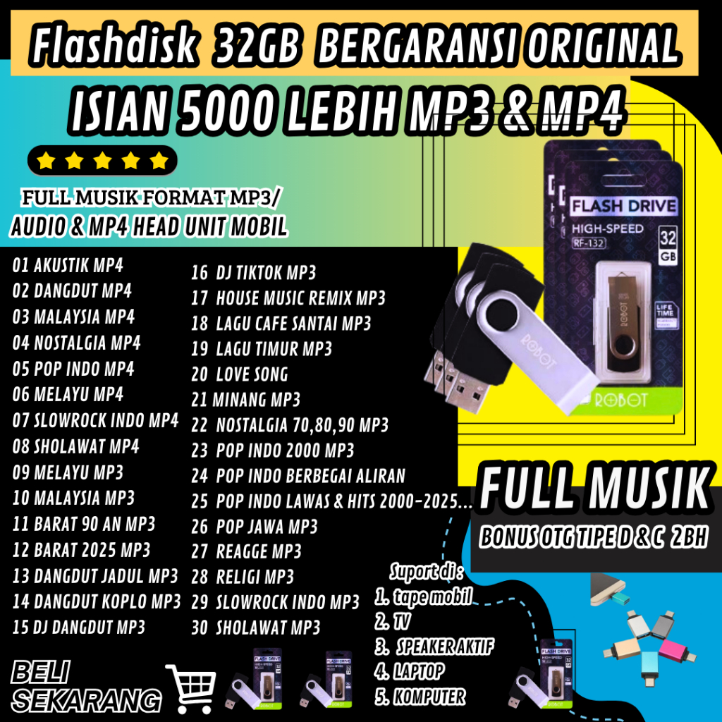 Jual FLASHDISK ROBOT 32GB BISA UNTUK AUDIO TAPE MOBIL DLL | Shopee ...