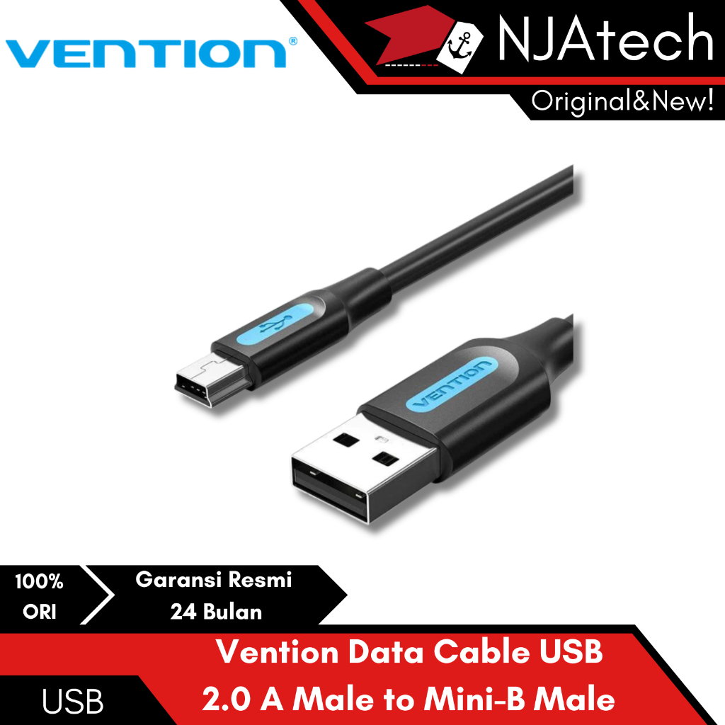 Jual Kabel Data Mini USB 5 Pin Vention USB A to USB Mini B For DSLR ...