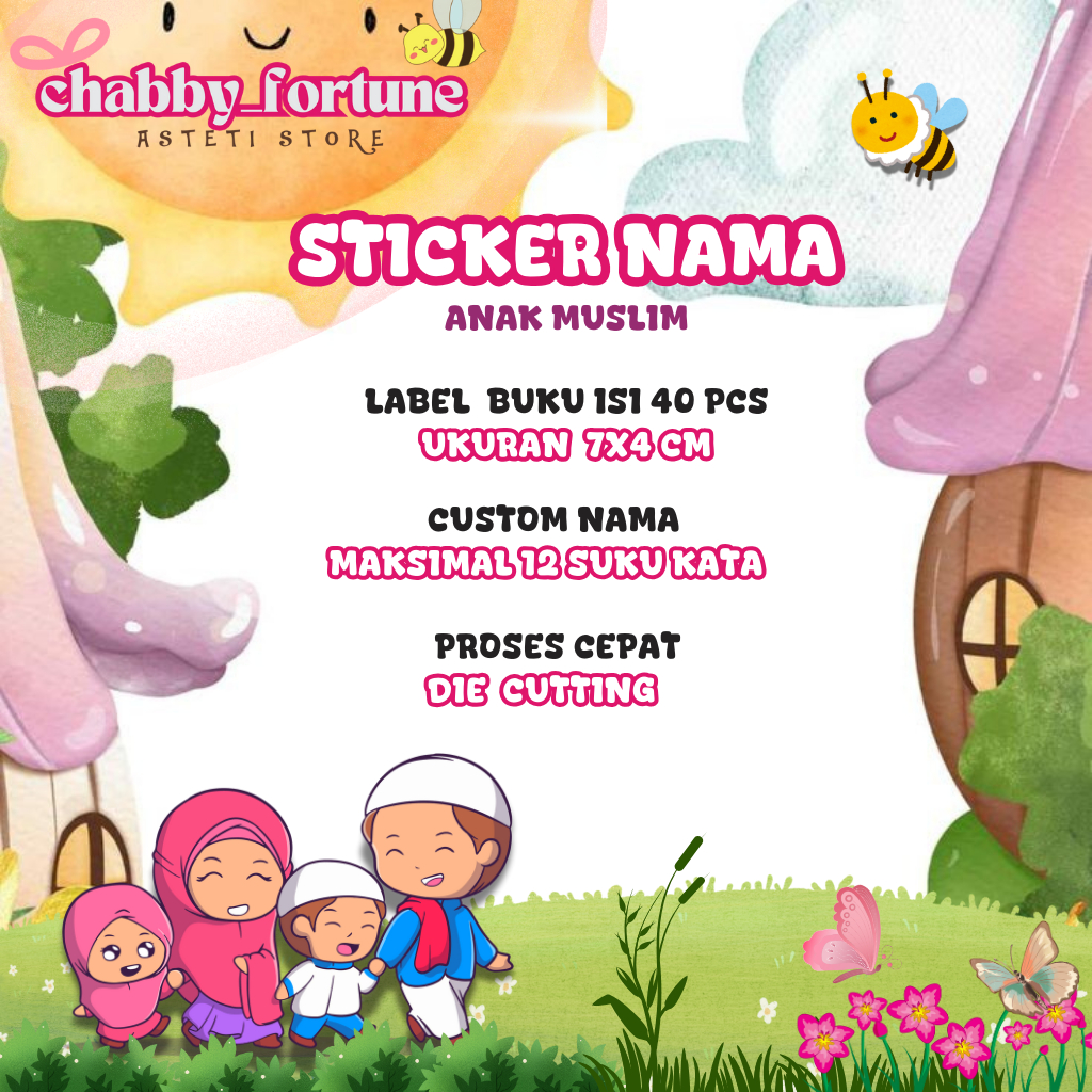 Jual STICKER LABEL NAMA-STICKER MATA PELAJARAN ANAK CUSTOM ISI 40/20 ...