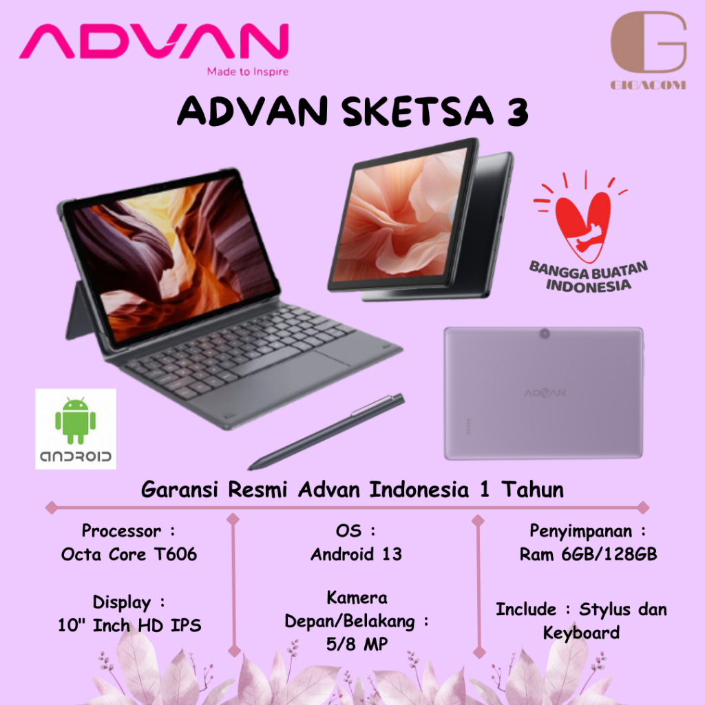 Jual Advan Tab Sketsa 3 - T606 6/128 GB 10.1" HD IPS Garansi Resmi ...