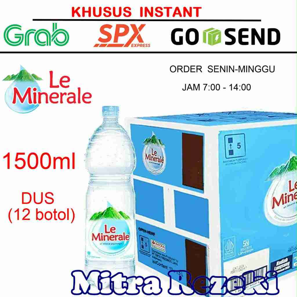 Jual LE MINERALE AIR MINERAL 1500 ML X 12 PCS KHUSUS INSTAN GRAB GOSEND | Shopee Indonesia