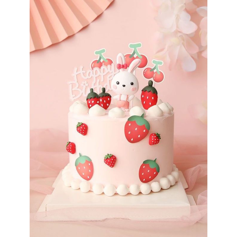 Jual TOPPER tema Strawberry RABBIT custom | Shopee Indonesia
