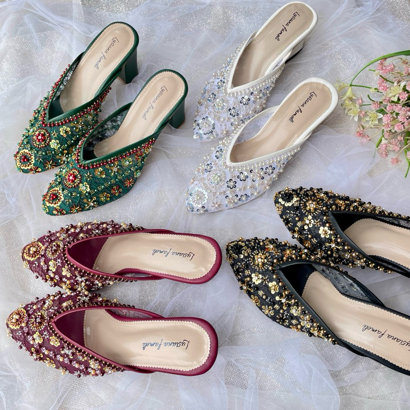 Jual LUSIANA I Sepatu pengantin heels brukat sandal sepatu custom ...