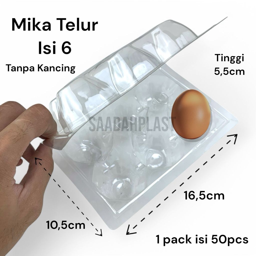 Jual (ISI 50) Mika Telur Isi 6 Butir - Tanpa Kancing / Egg Tray Box ...