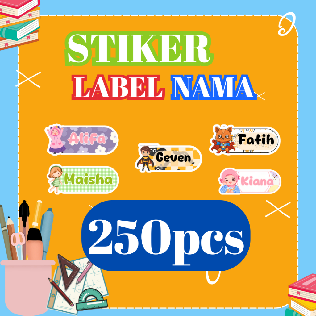 Jual Stiker Label Nama Anti Air Untuk Custom Nama 250 Pcs | Shopee ...