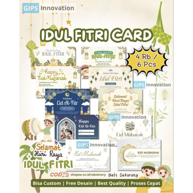 Jual ( ISI 6 PCS ) Kartu Ucapan Lebaran 2025 | Shopee Indonesia