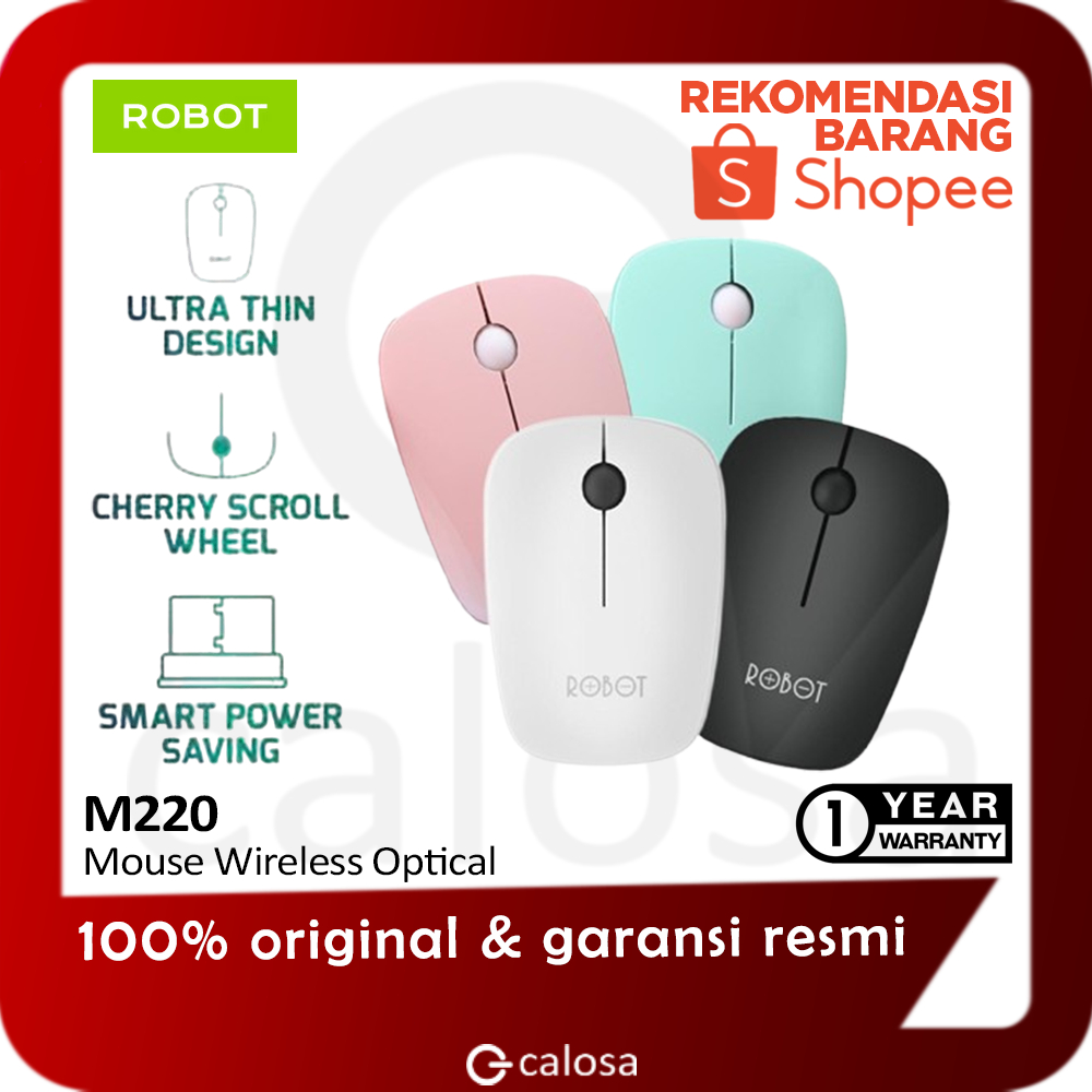Jual MOUSE WIRELESS ROBOT M220 OPTICAL USB ORIGINAL GARANSI RESMI ...