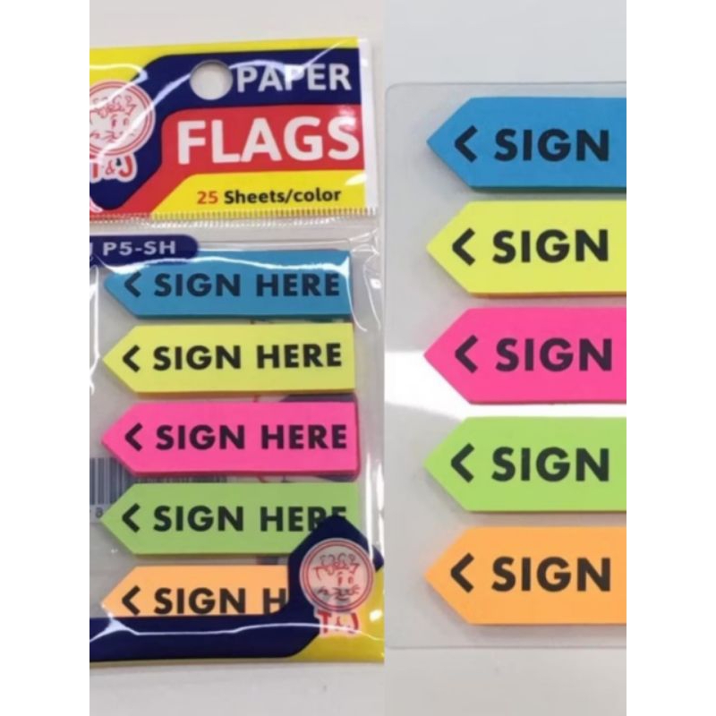 Jual sticky note sign here isi 25 sheets colour penanda kertas | Shopee ...