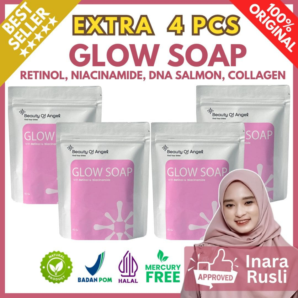 Jual [4 Pcs] Glow Soap Beauty Of Angel Glowing Memutihkan | Sabun Mandi ...