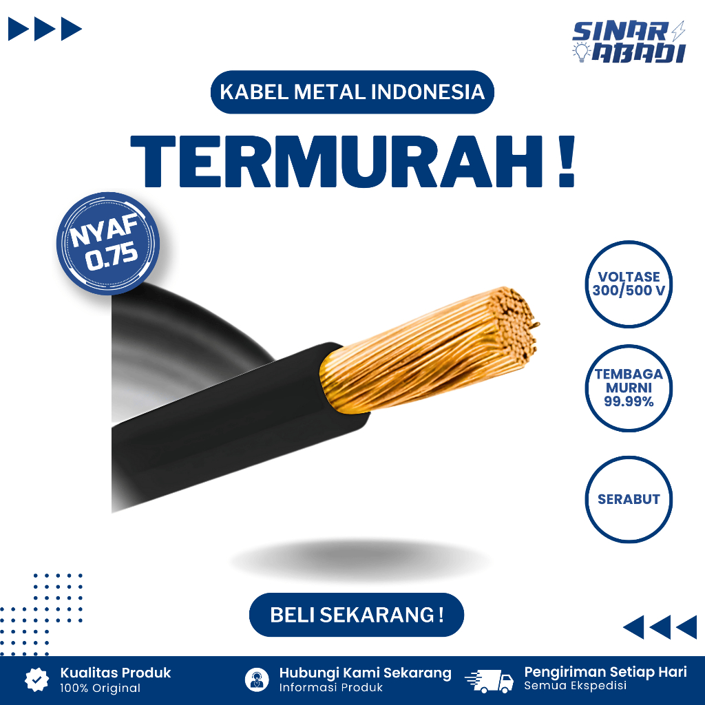 Jual Kabel Metal NYAF 0.75MM Hitam Meteran | Shopee Indonesia