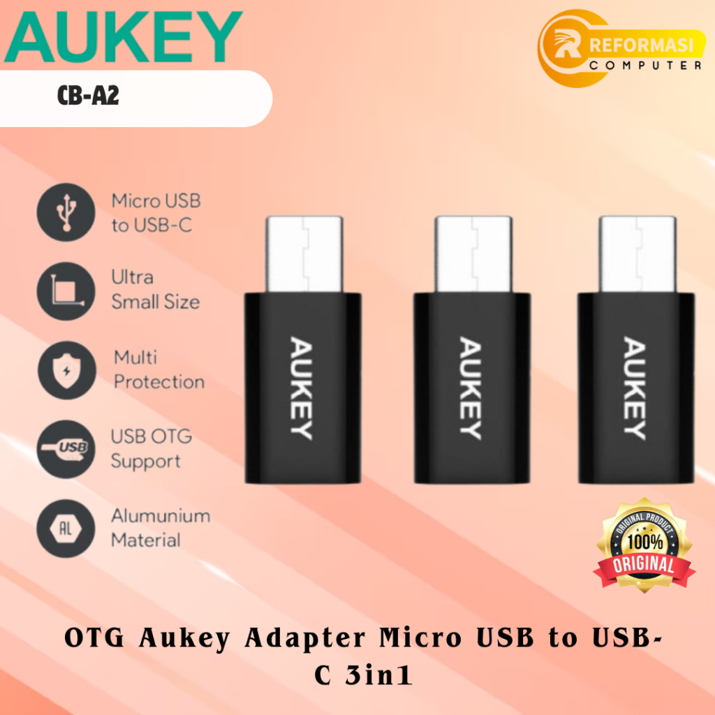 Jual AUKEY OTG Aukey Adapter CB-A2 Micro USB to USB-C 3in1 | Shopee ...