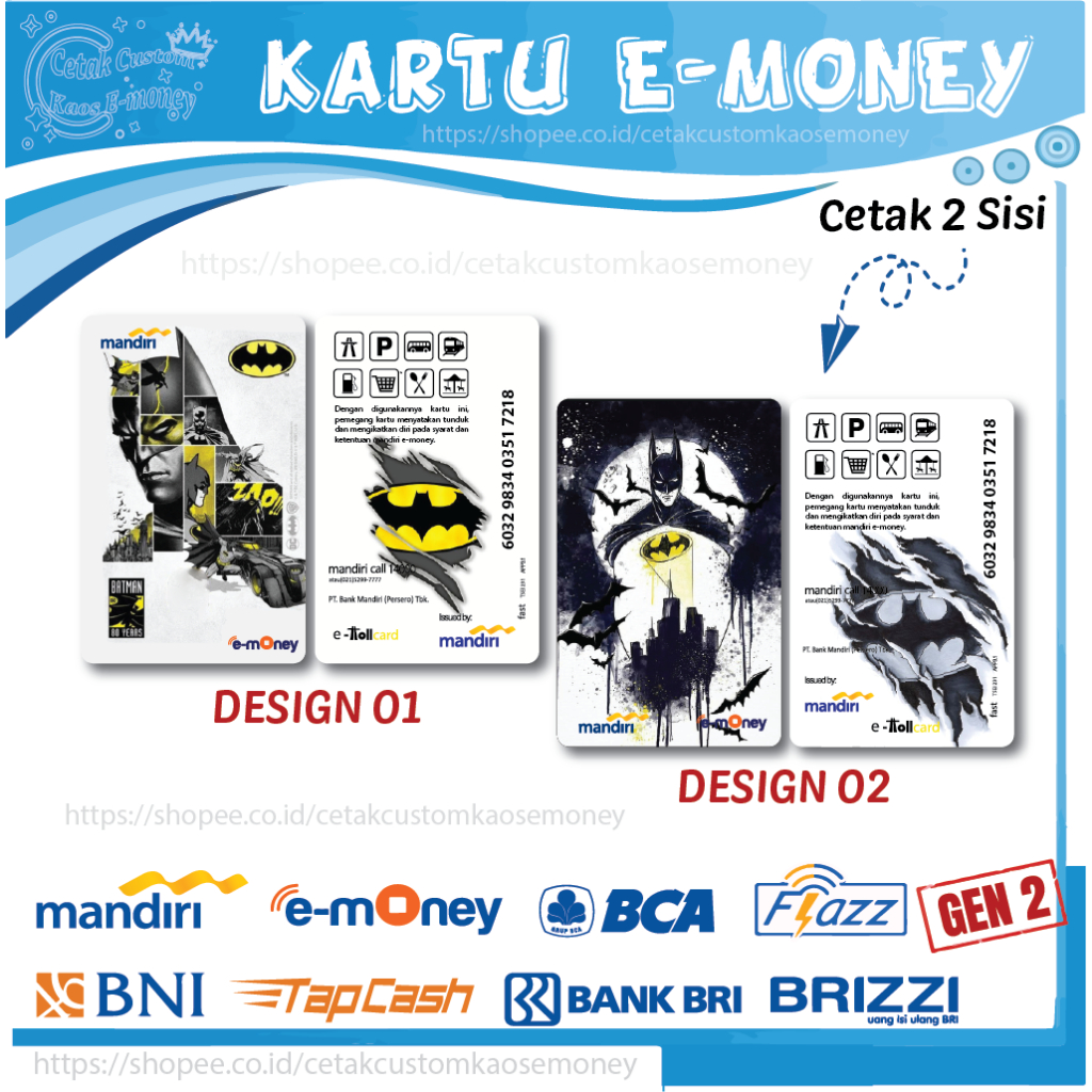 Jual KARTU EMONEY ETOLL SUPERHERO BATMAN MANDIRI EMONEY BNI TAPCASH BRI ...