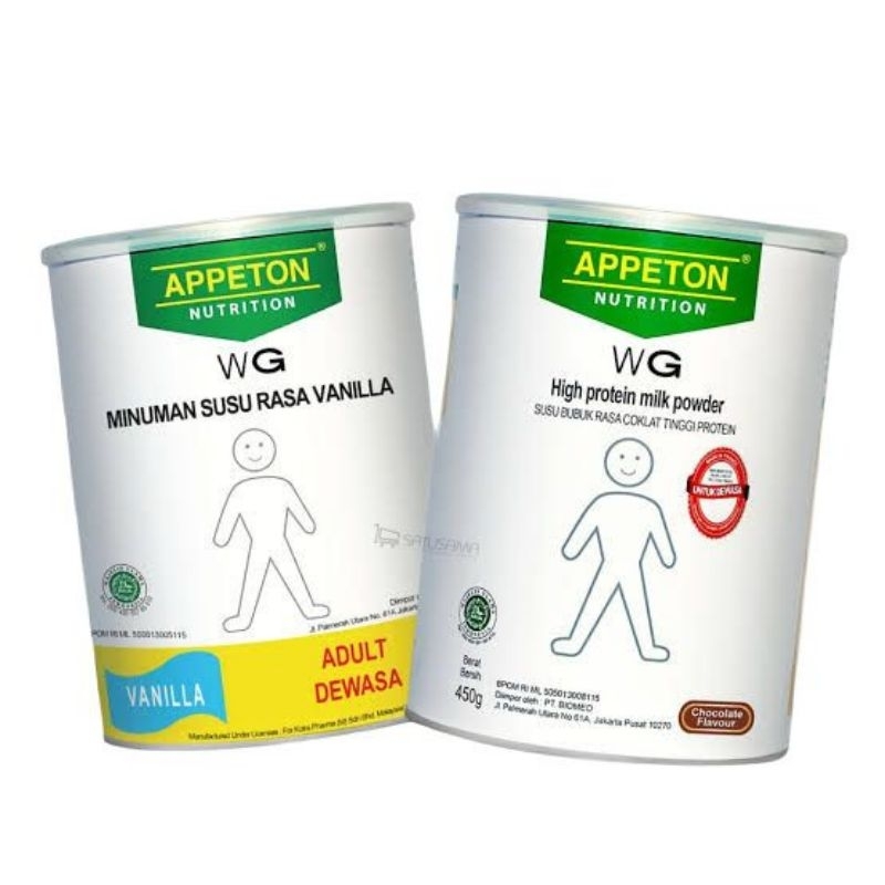 Jual APPETON WEIGHT GAIN 450G / SUSU APPETON WG DEWASA VANILLA/COKLAT ...