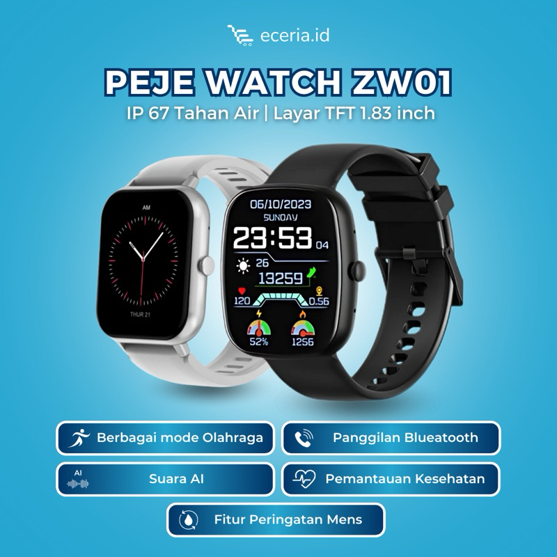 Jual PEJE Smart Watch ZW01 1.83 inch Classic Design 24/7 Health Monitoring 10 Days Battery Life ...