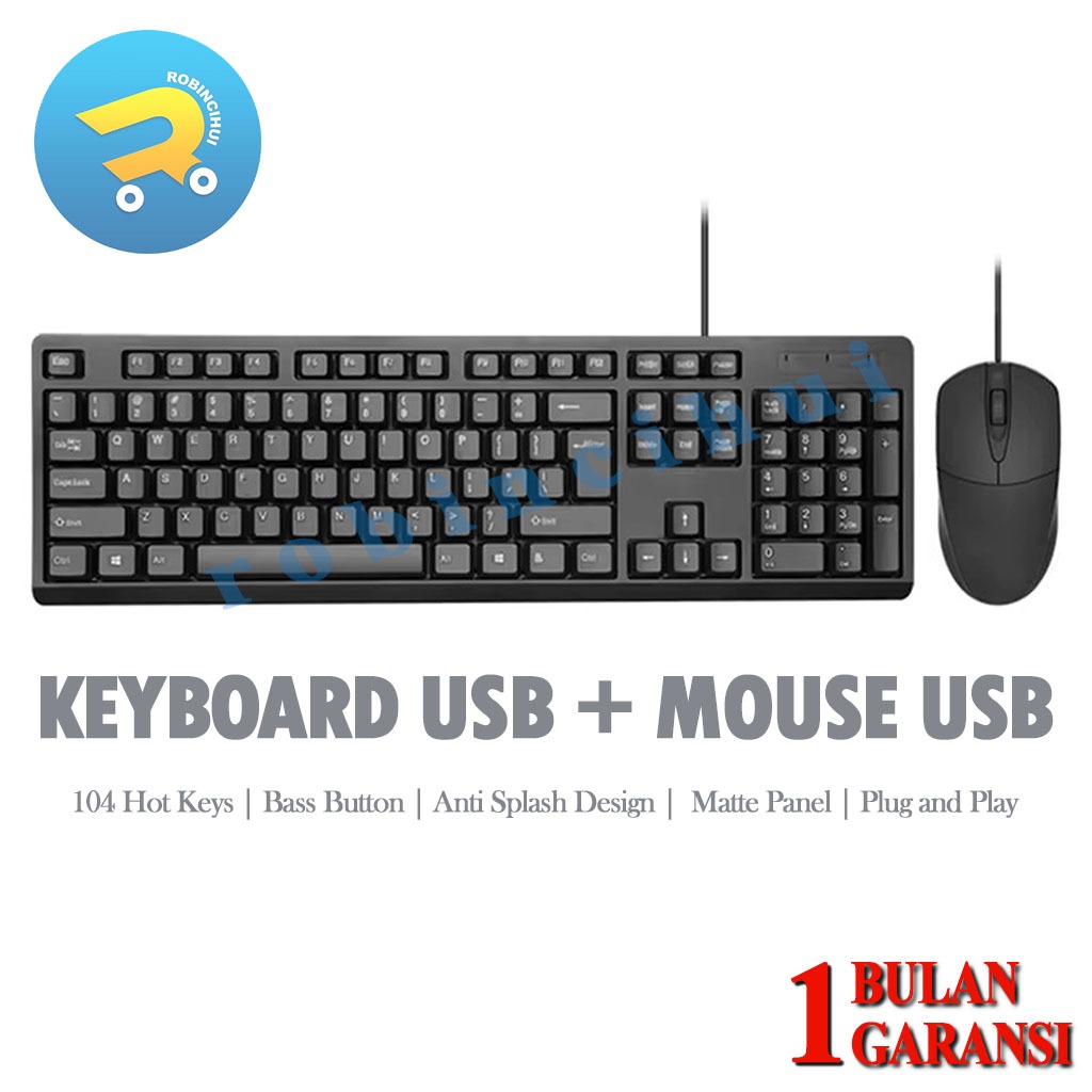 Jual Keyboard Dan Mouse USB Wired set paket bisa untuk laptop PC ...