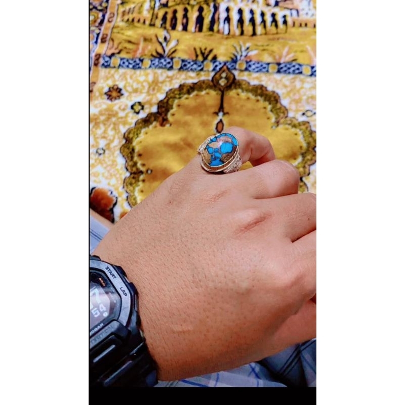 Jual Natural Pirus Biru Persia High Quality Ring Perak Ukir Hand Made ...
