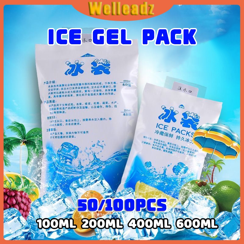 Jual 50/100PCS ICE GEL PACK 400ml 600 ml / Jelly / Blue Ice / Pendingin ...