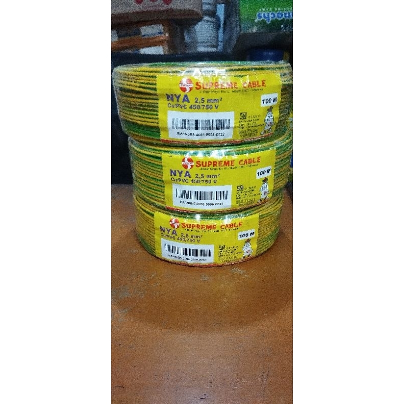 Jual Kabel Supreme NYA 2,5 mm Kuning Hijau Kawat Tembaga Panjang @100 meter | Shopee Indonesia