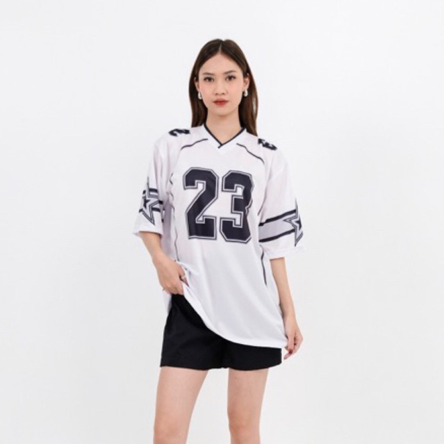 Jual Jersey oversize simple basic nfl 23 PUTIH / jersey rugby / jersey ...