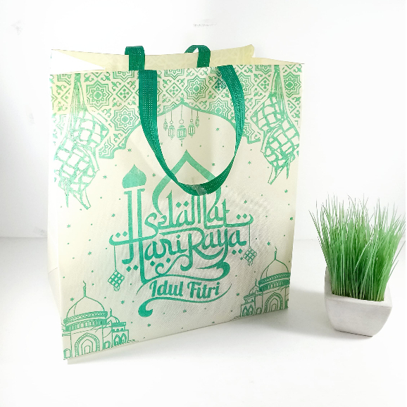 Jual GOODIE BAG Lebaran Idul Fitri Hari Raya Ramadhan TAS SPUNBOND UKURAN 40x35x20 BOX KUE ...