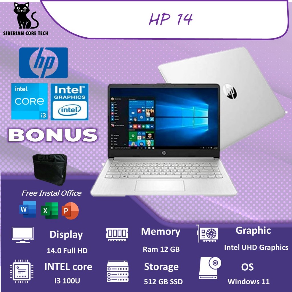 Jual Laptop HP 14 Intel Core 3 Processor 100U | 12GB RAM 512SSD FHD ...