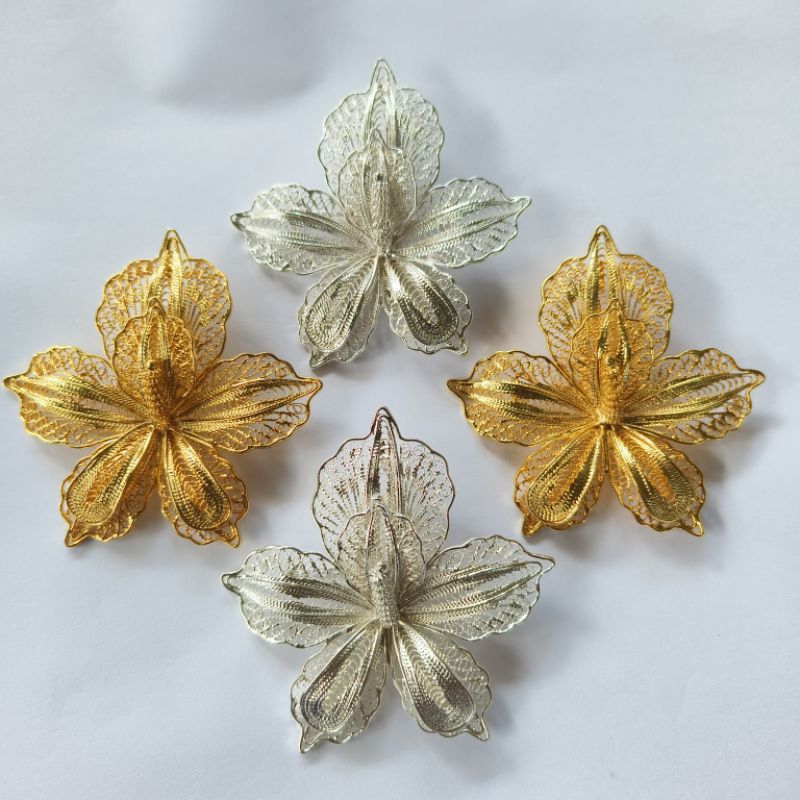 Jual Bros Bunga Anggrek bahan Tambaga Lapis Perak dan Emas 24K cocok ...