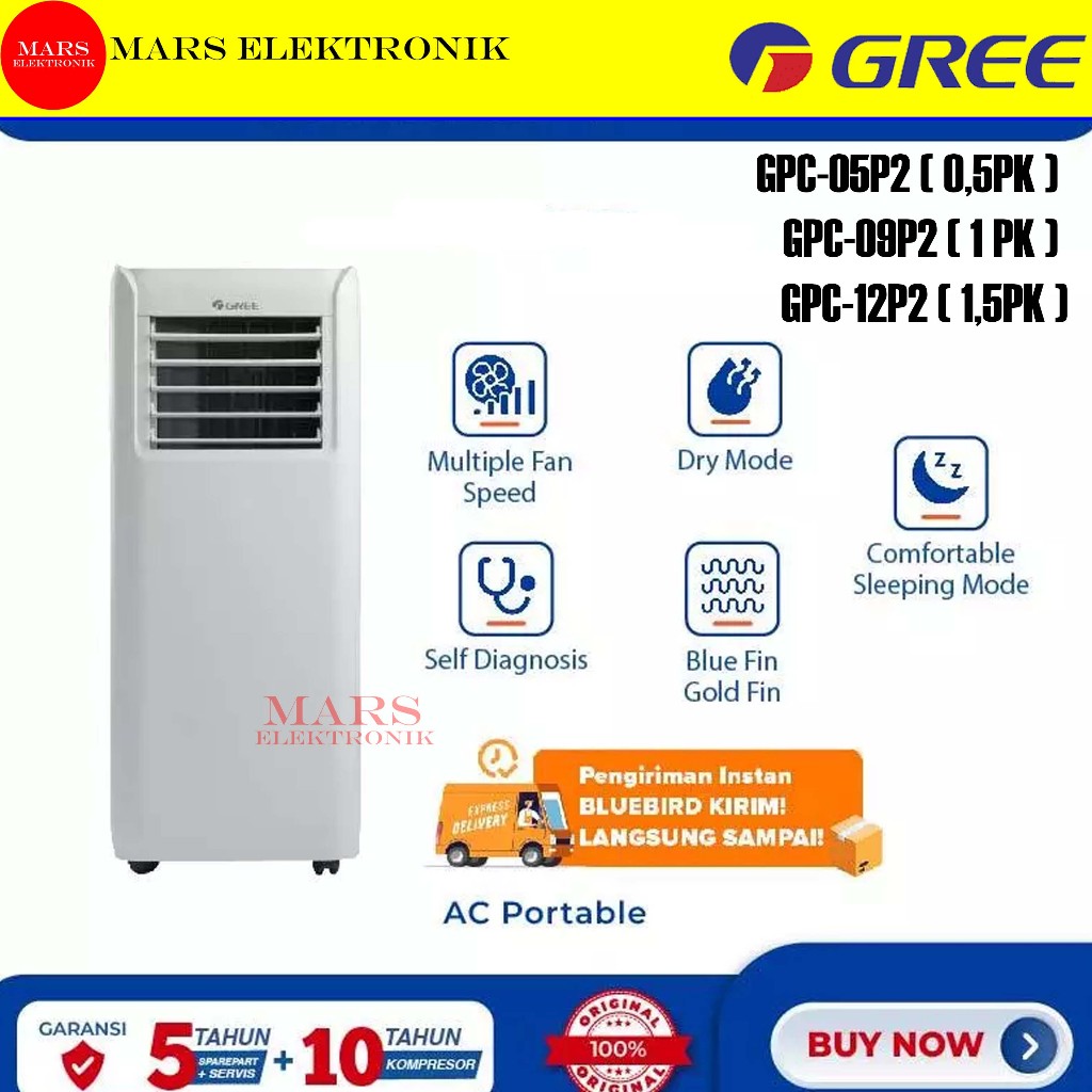 Jual AC GREE PORTABLE GPC-05P2 / GPC-09P2 / GPC-12P2 ( 0,5PK / 1 PK / 1 ...