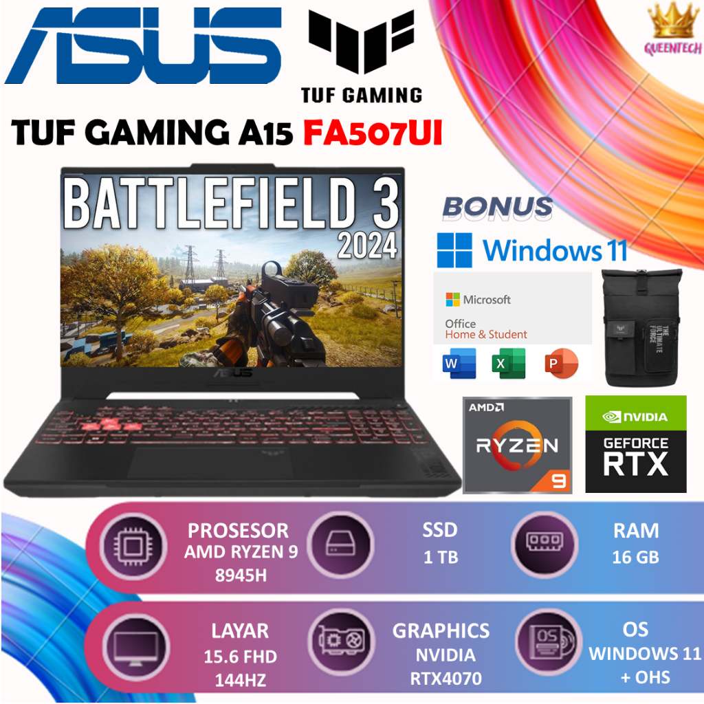 Jual Asus TUF Gaming A15 FA507UI AMD Ryzen 9 8945H RTX4070-8GB 16GB 1TB ...