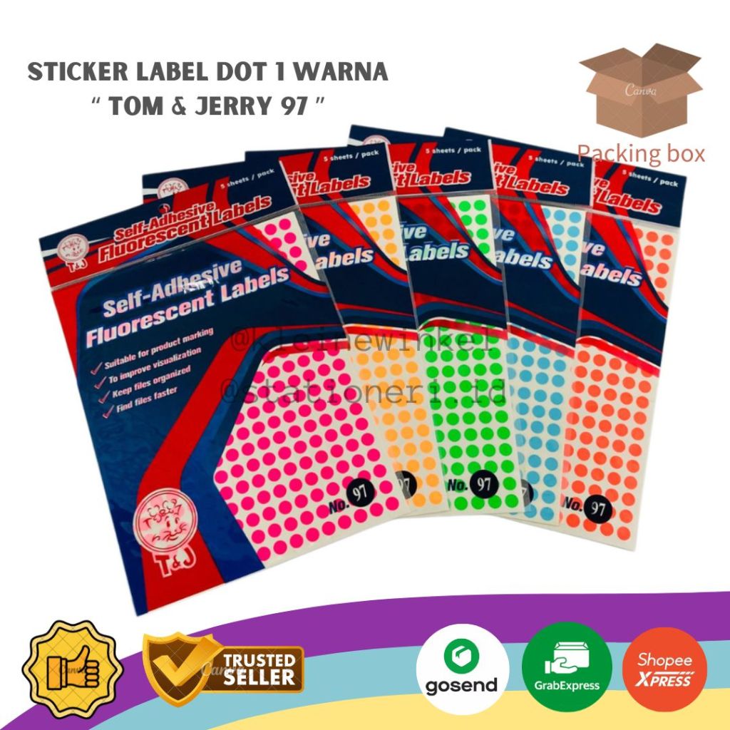 Jual Sticker Label Dot 1 Warna TOM & JERRY 97 isi 5 Lembar | Shopee ...