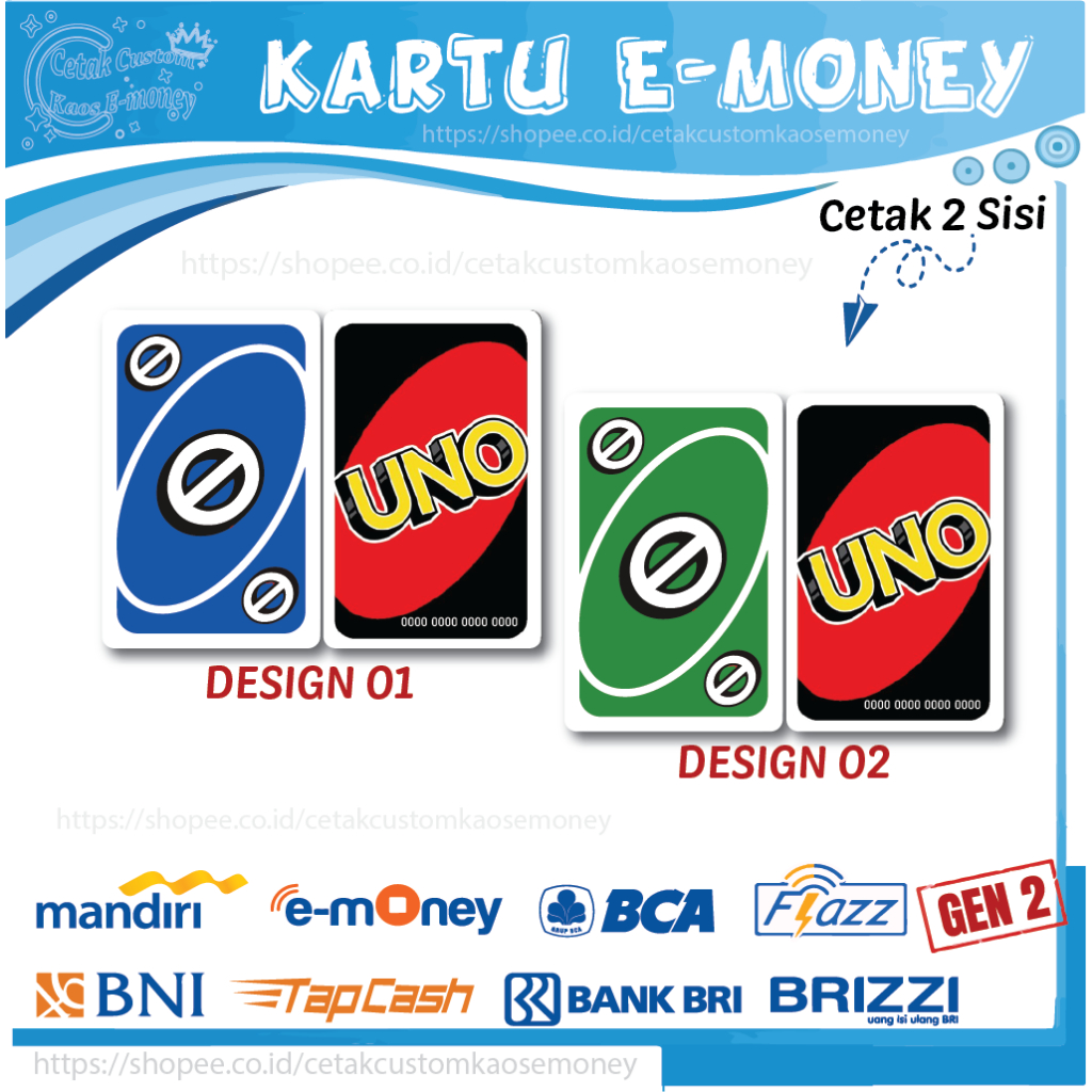 Jual KARTU E MONEY E TOLL GAMBAR KUMPULAN KARTU UNO SKIP CARD 02 ...