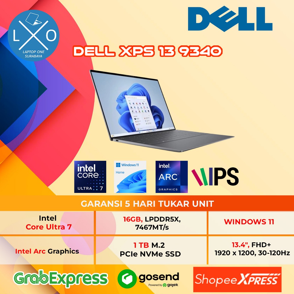 Jual LAPTOP DELL XPS 13 9340 ULTRA 7 155H 16GB 1TB W11 13.4FHD IPS CARBON | Shopee Indonesia