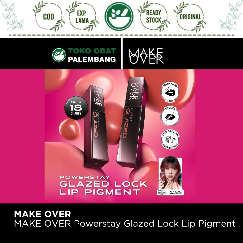 Jual MAKE OVER POWERSTAY GLAZED LOCK LIP PIGMENT LIP GLOSS BIBIR PLUMP ...