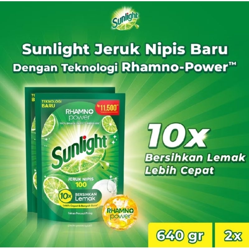 Jual SUNLIGHT SABUN CUCI PIRING 640 ML X 2 PACK | Shopee Indonesia