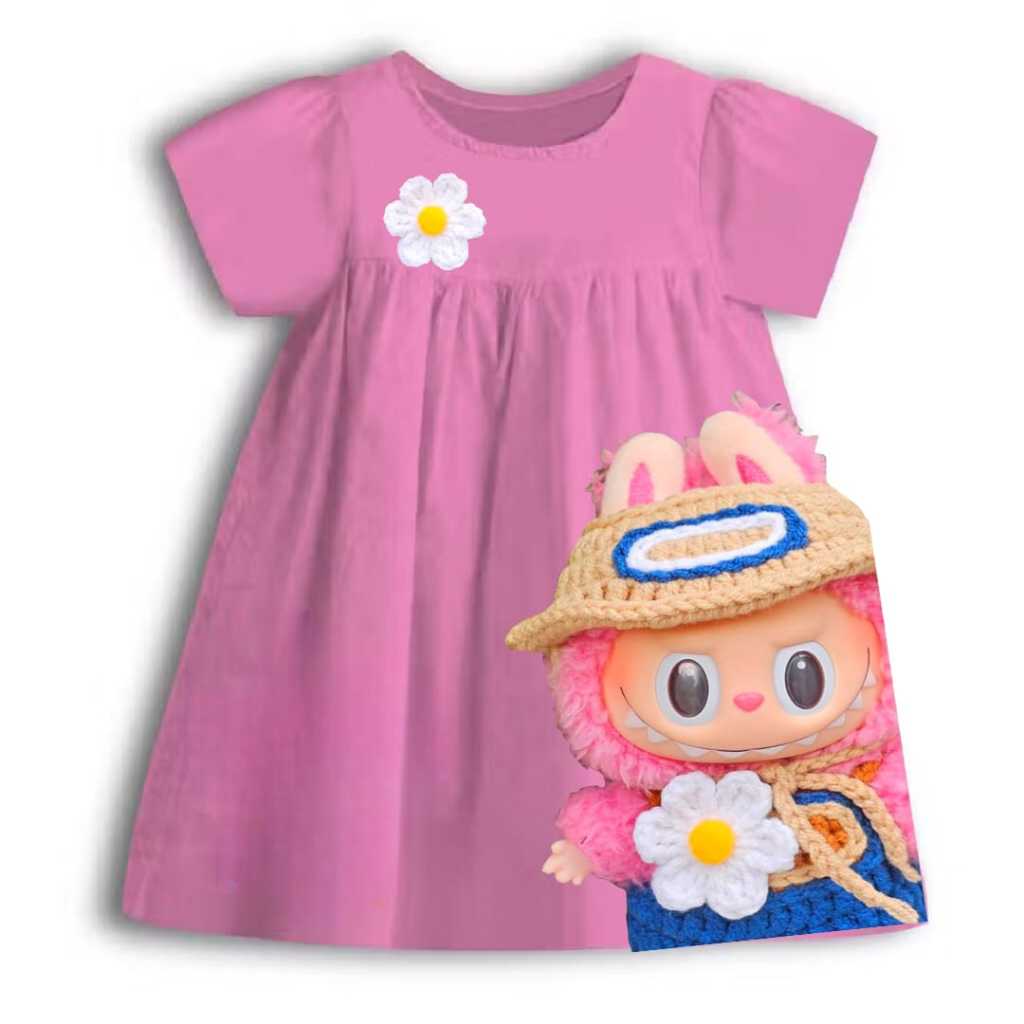 Jual Daster kerut anak perempuan usia 2-13 tahun motif Labubu Besar ...