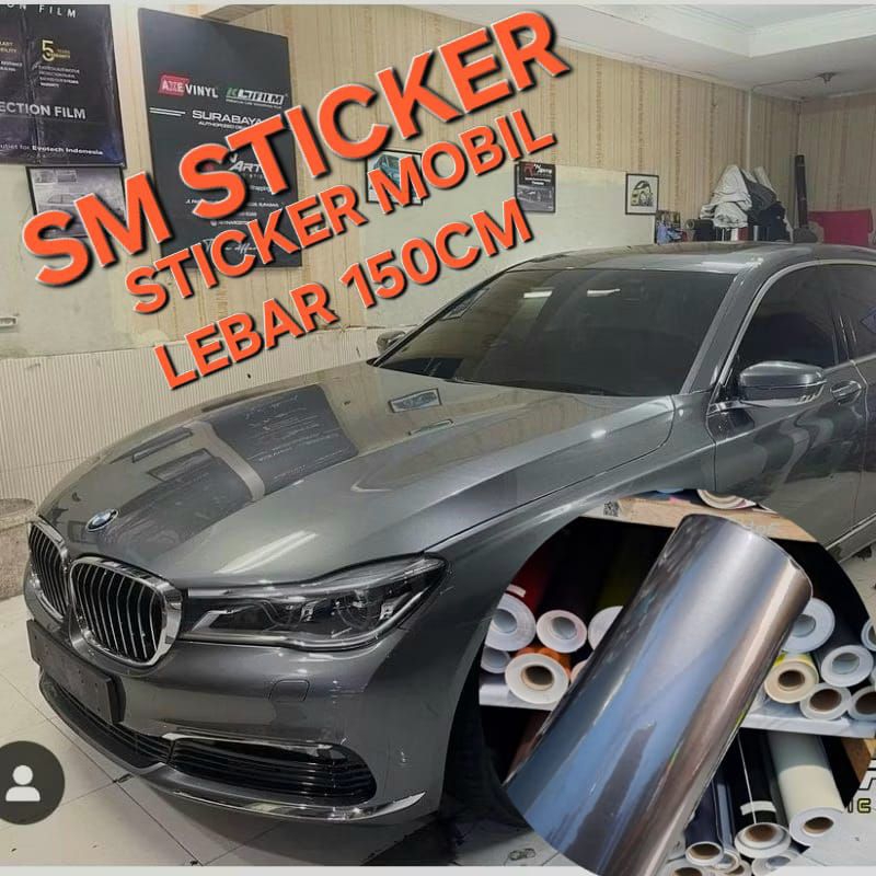 Jual stiker mobil lebar 152cm warna dark grey candy metalik bahan tebal ...