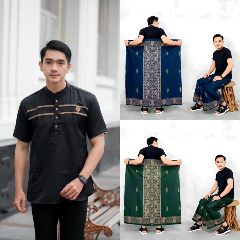 Jual Paket Set 100rb SARKO Dapat Sarung Dan Baju Koko Pria List Dada ...