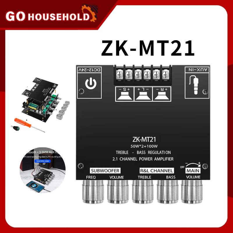 Jual ZK-MT21 TPA3116 2.1 Bluetooth 5.0 channel 50WX2 subwoofer amplifier circuit board+100W ...