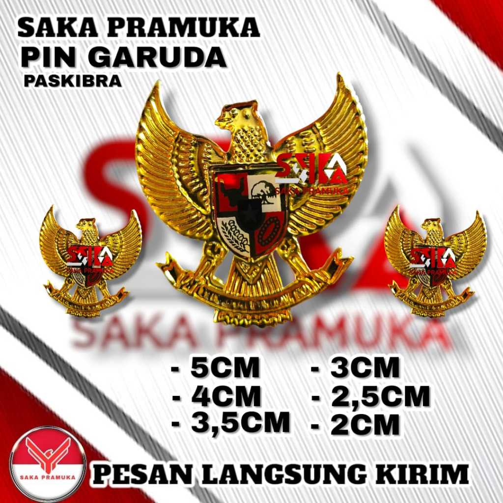 Jual Pin garuda paskibra bahan kuningan ukuran 2,5 cm 3 cm 3,5 cm 4 cm ...