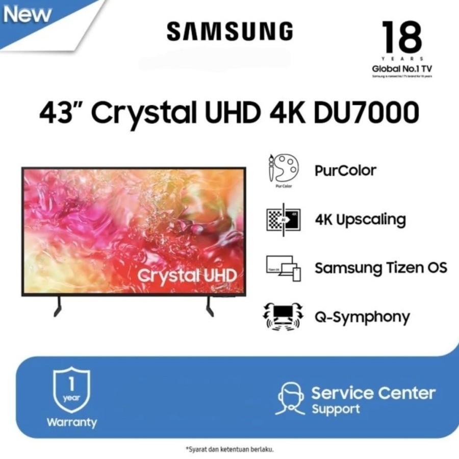 Jual Samsung 43DU7000 43 Inch Crystal 4K UHD Smart TV UA43DU7000KXXD ...
