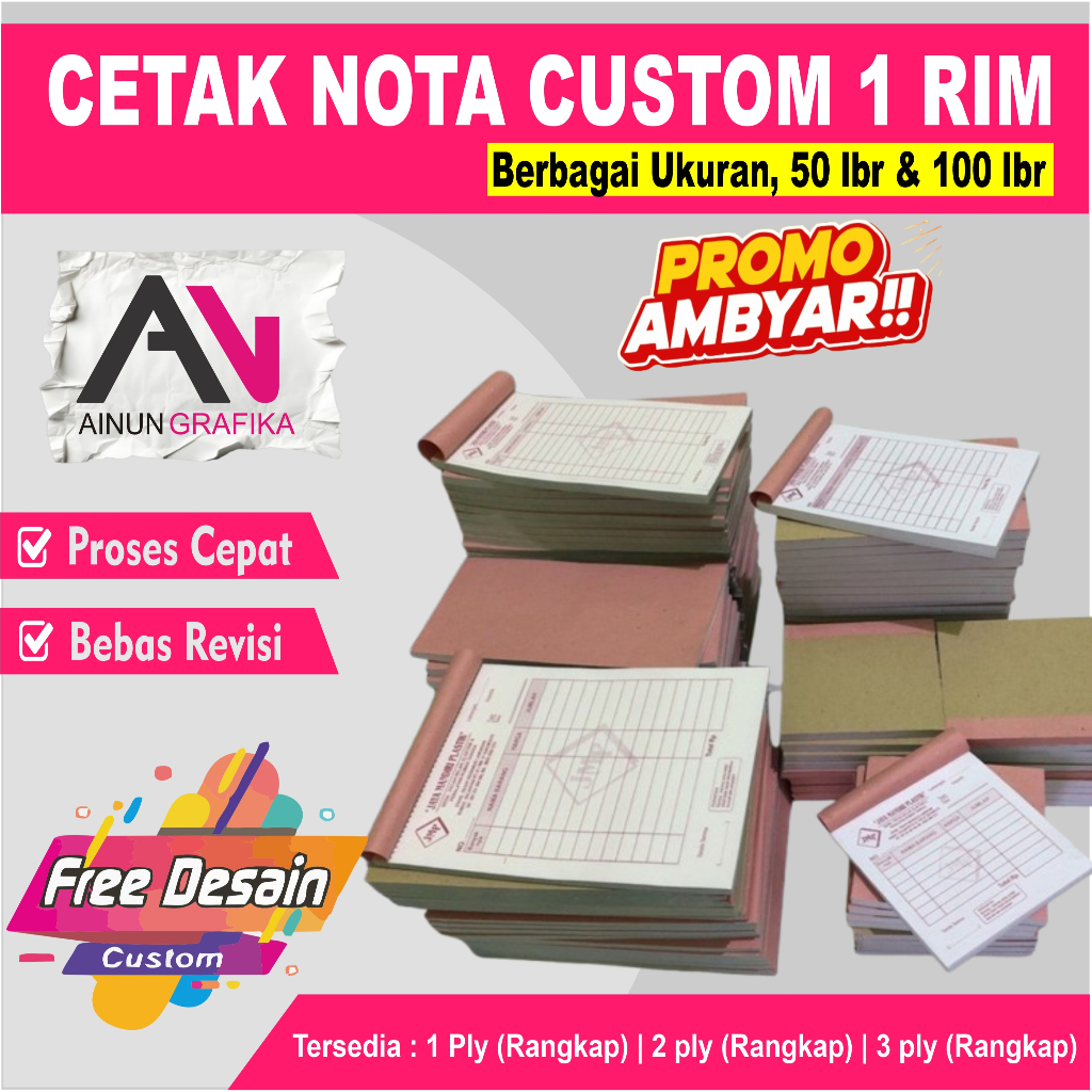 Jual Cetak Nota Custom 1 Rim, CETAK NOTA 1 RIM | Shopee Indonesia