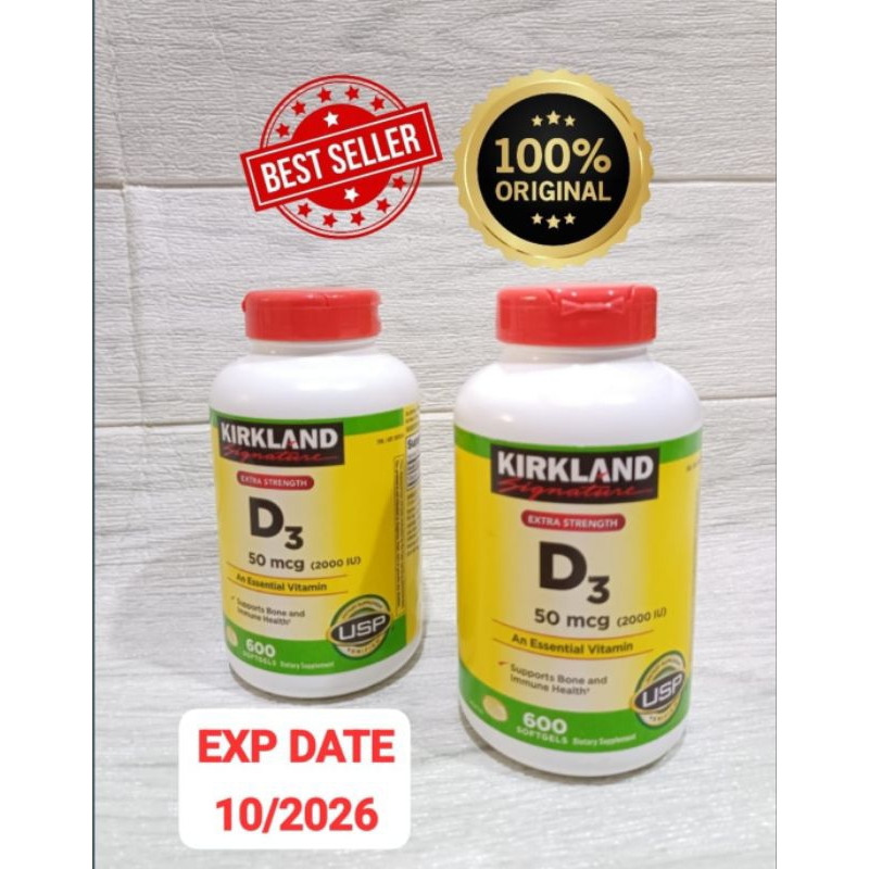 Jual Kirkland Signature Vitamin D3 2000 IU - 600 Softgels | Shopee ...