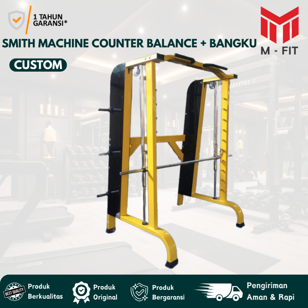 Jual Smith Machine counter Balance + Bangku Alat Fitness Komersil Custom | Shopee Indonesia