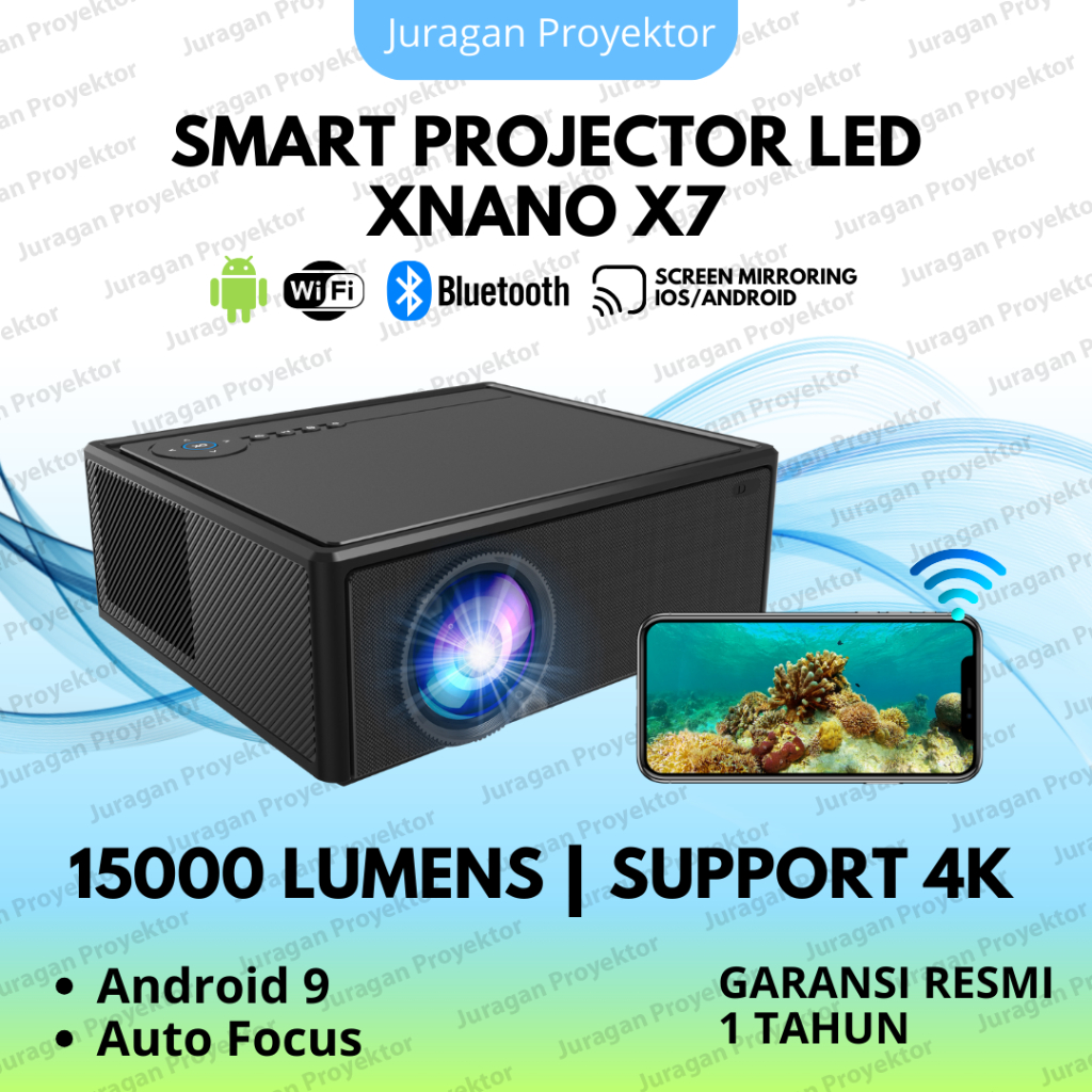 Jual Smart Projector Xnano X7 15000 Lumens | Proyektor Android 9.0 Wifi | Projector Full HD 4K ...