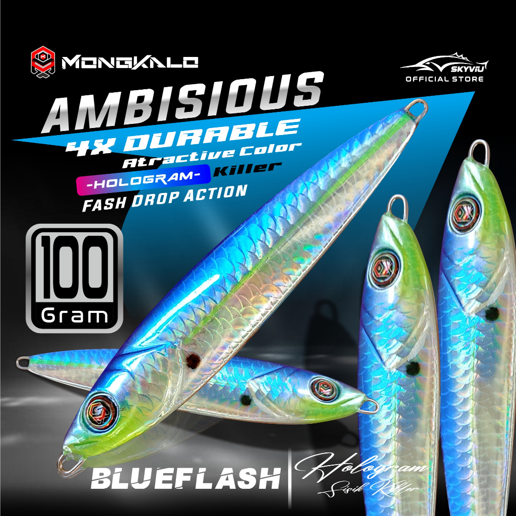 Jual Metal Jig 100 Gram MONGKALO AMBISIOUS BLUEFLASH 100g Umpan Jiging 100gr Metaljig Jiging ...