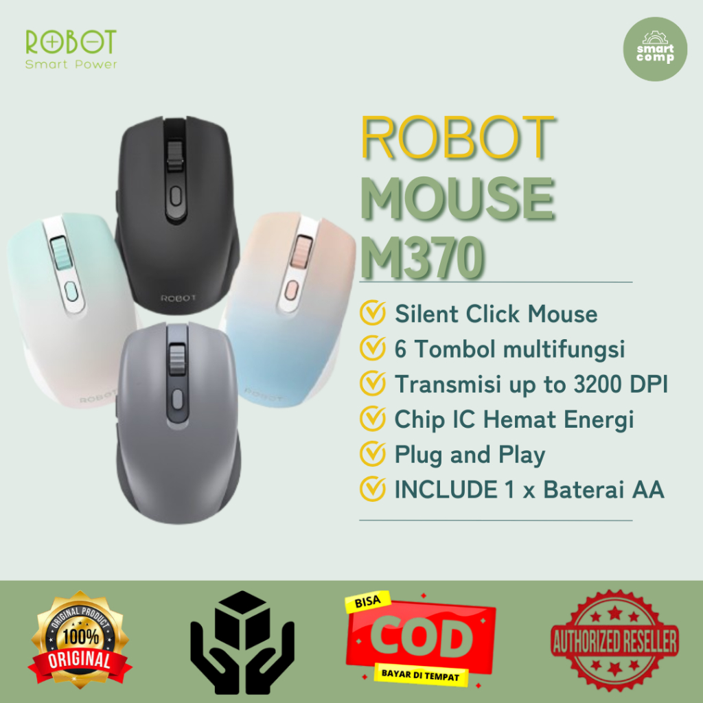 Jual Robot Mouse Wireless M370 2.4GHz Silent Klik Optical 3200DPI ...