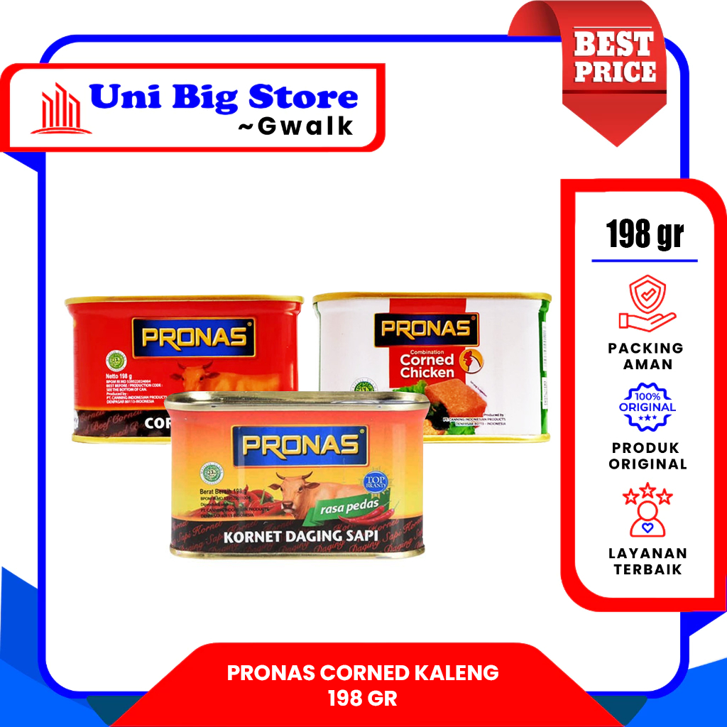 Jual PRONAS CORNED KORNET BEEF - CHICKEN - CHILI - 198 gr KALENG ...