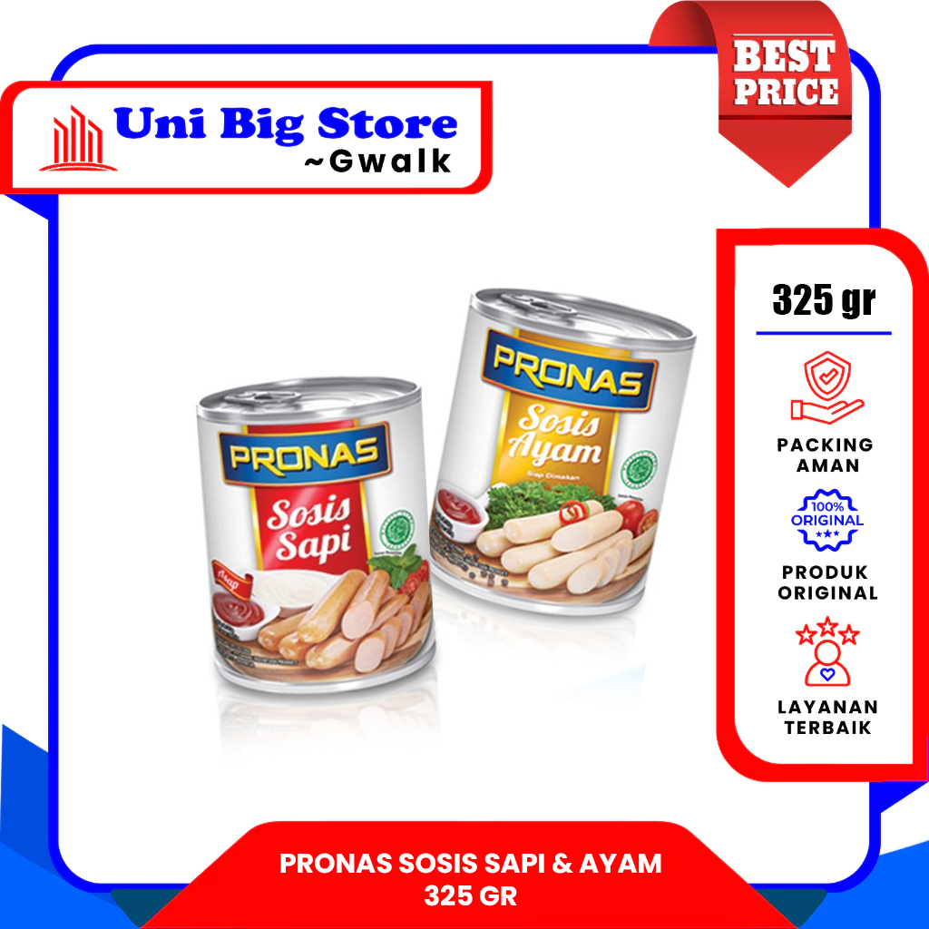 Jual PRONAS SAUSAGE SOSIS AYAM & SAPI KALENG - 325 gr | Shopee Indonesia