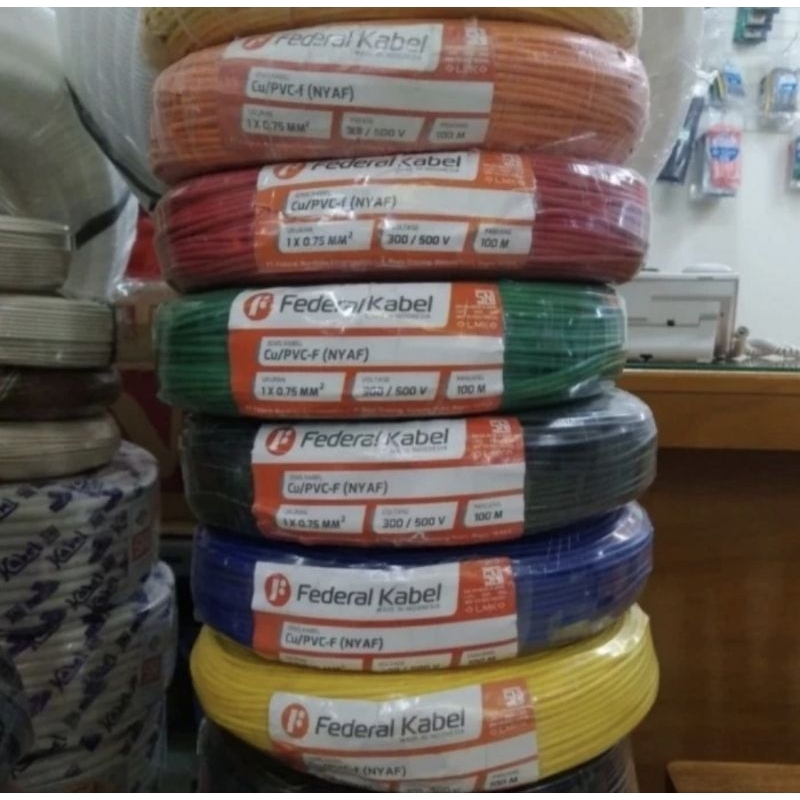 Jual Kabel NYAF 0.75mm2 FEDERAL Kabel Serabut 1x0.75 mm2 1Roll 100Meter NYAF 0.75mm2 | Shopee ...